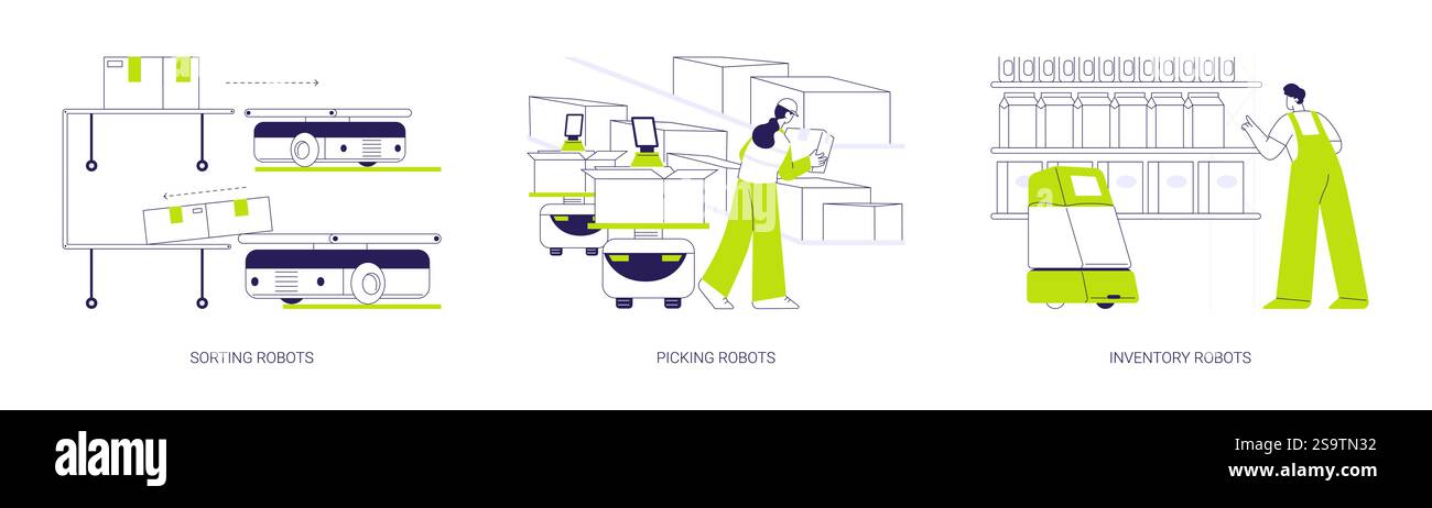 Autonomous mobile robots abstract concept vector illustrations Stock ...