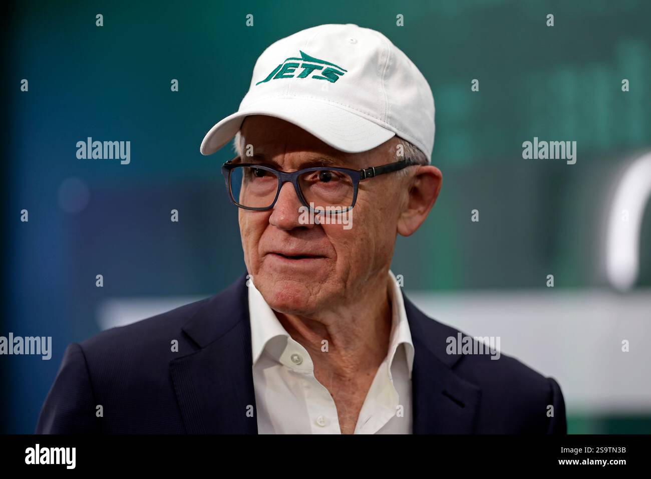 New York Jets owner Woody Johnson arrives for a press conference to introduce new head coach ...