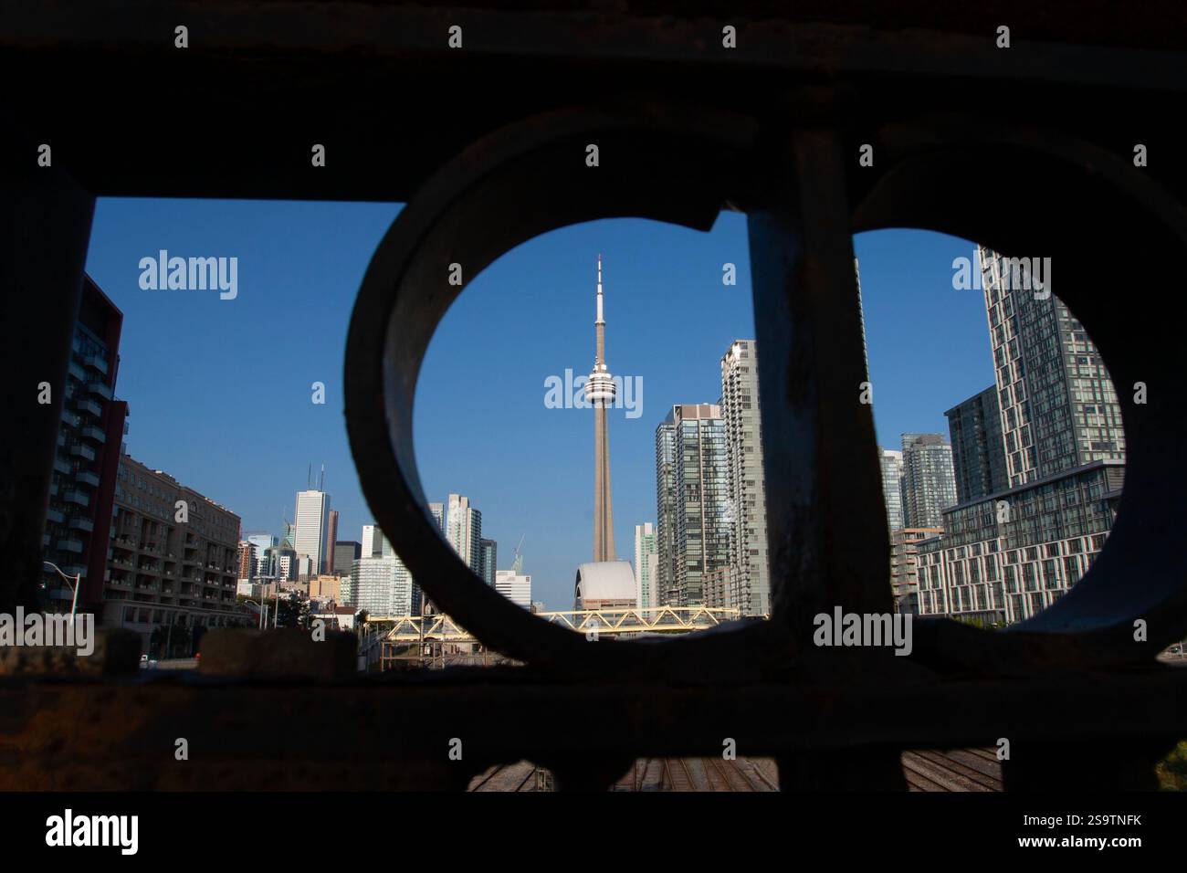 The CN Tower from Sir Isaac Brock Bridge Bathurst Street, Toronto ...