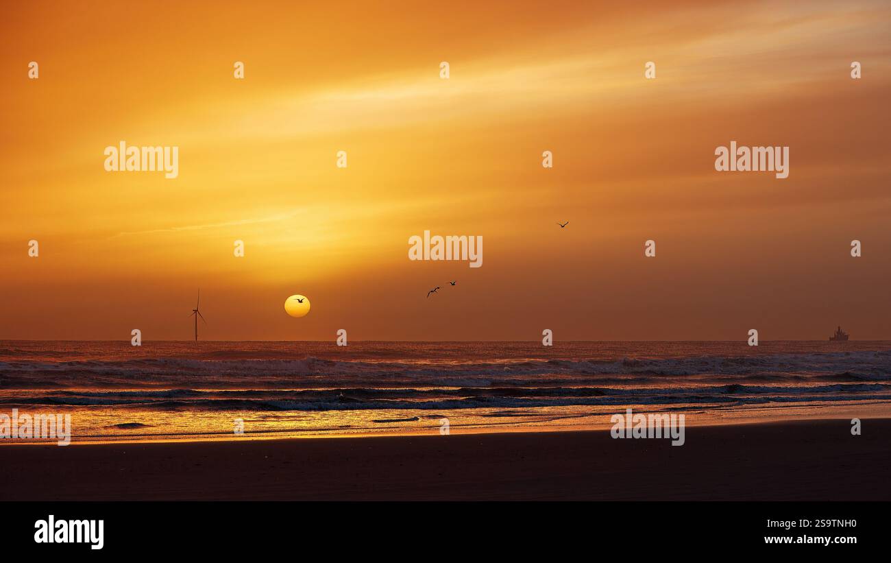 Spectacular Sunrise over Cambois Beach, Northumberland, 2025 Stock ...