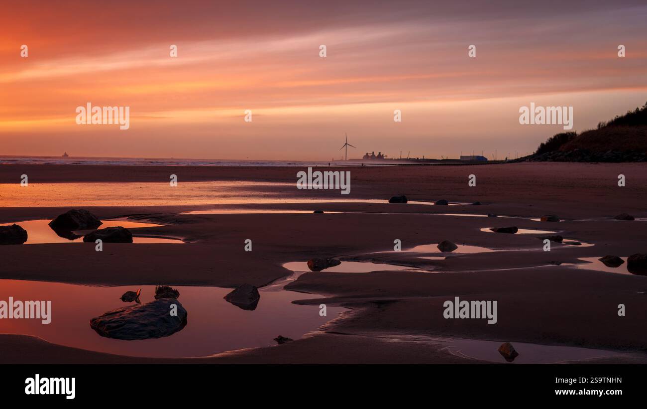 Spectacular Sunrise over Cambois Beach, Northumberland, 2025 Stock ...