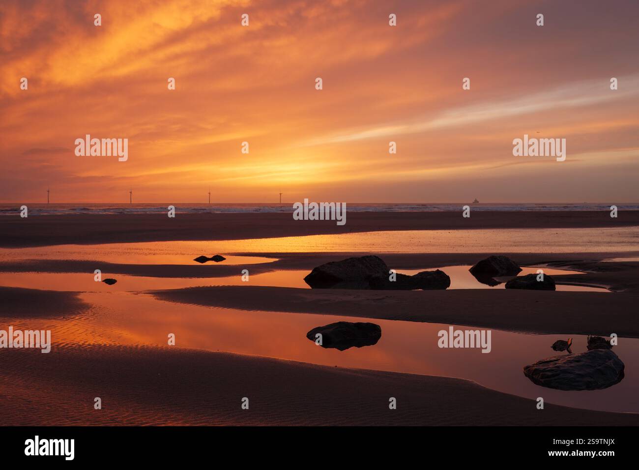 Spectacular Sunrise over Cambois Beach, Northumberland, 2025 Stock ...