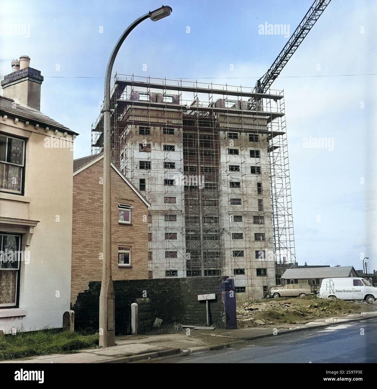 High rise multi storey flats under construction Britain1967 Stock Photo ...