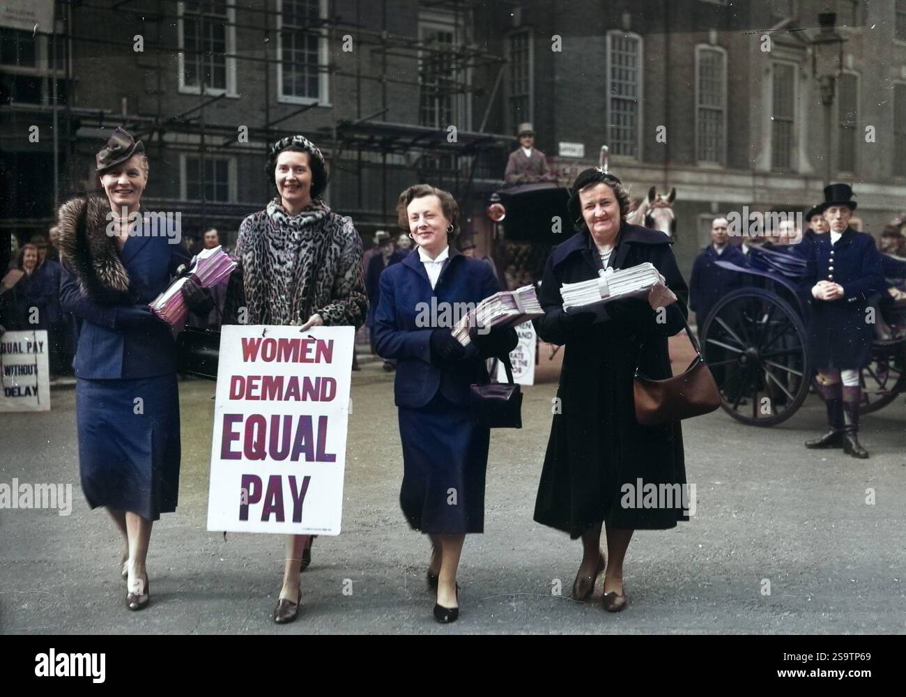 Women MPs delivering a a petition of 80,000 signatures supporting equal ...