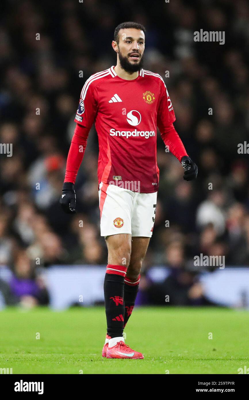 London, UK. 26th Jan, 2025. Manchester United defender Noussair Mazroui ...