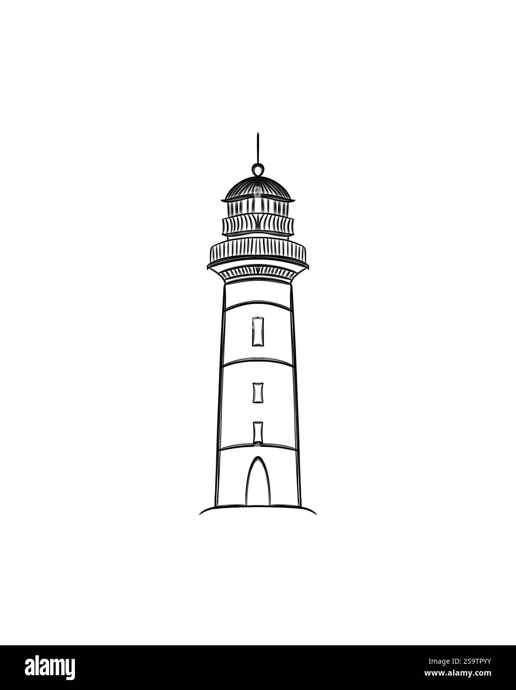 Line Art Free Hand Lighthouse Stock Photo - Alamy