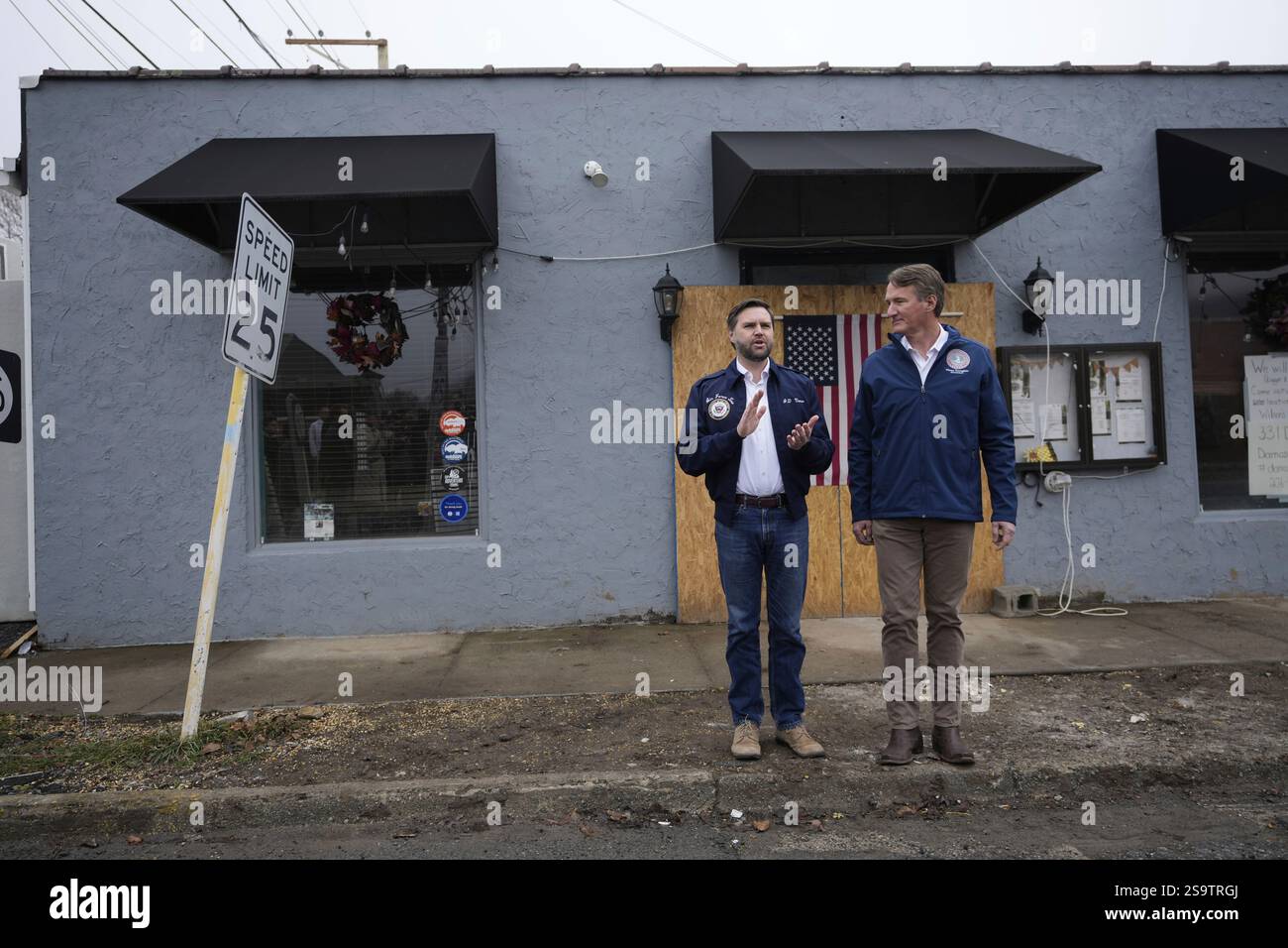 Vice President JD Vance with Gov. Glenn Youngkin, R-Va., right, speaks ...