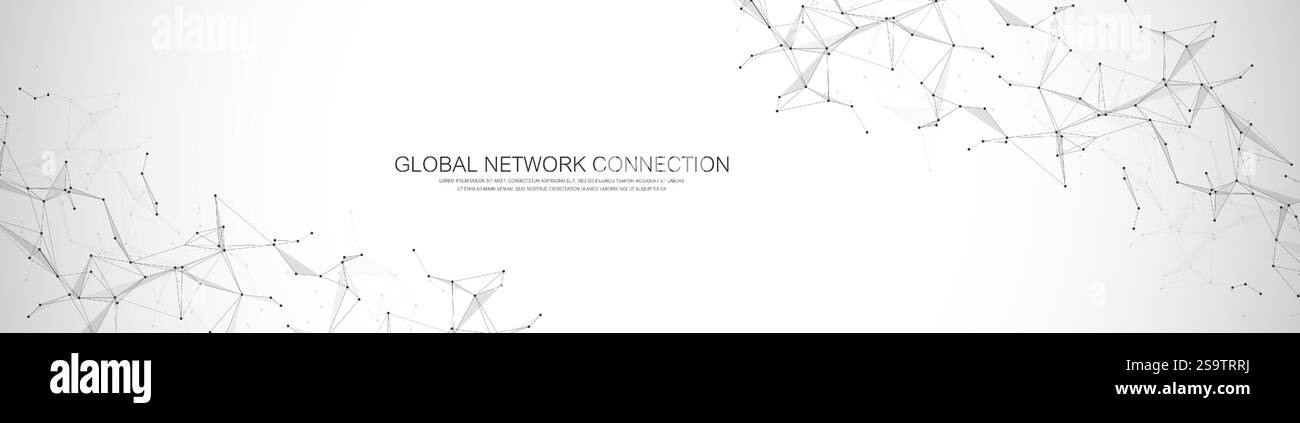 Abstract Dynamic Motion Lines And Dots Connection Background With Plexus Effect Digital