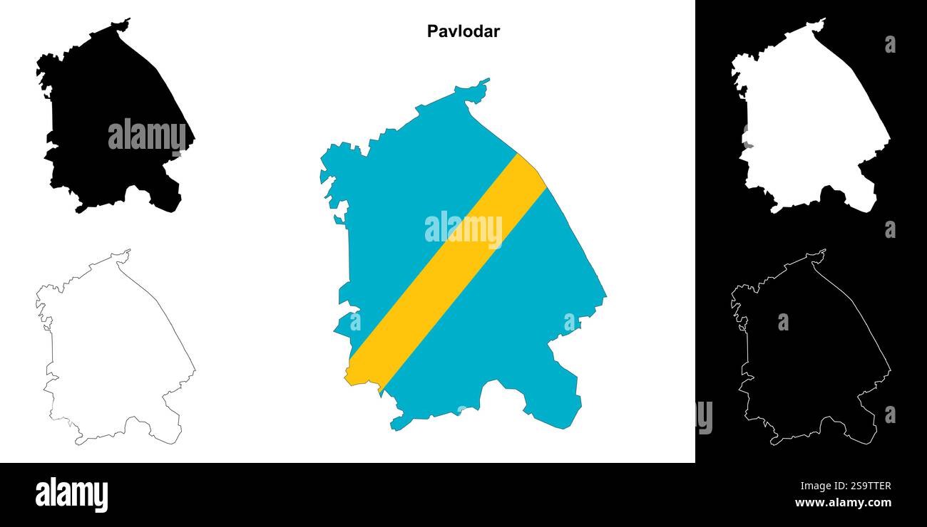 Pavlodar region outline map set Stock Vector Image & Art - Alamy