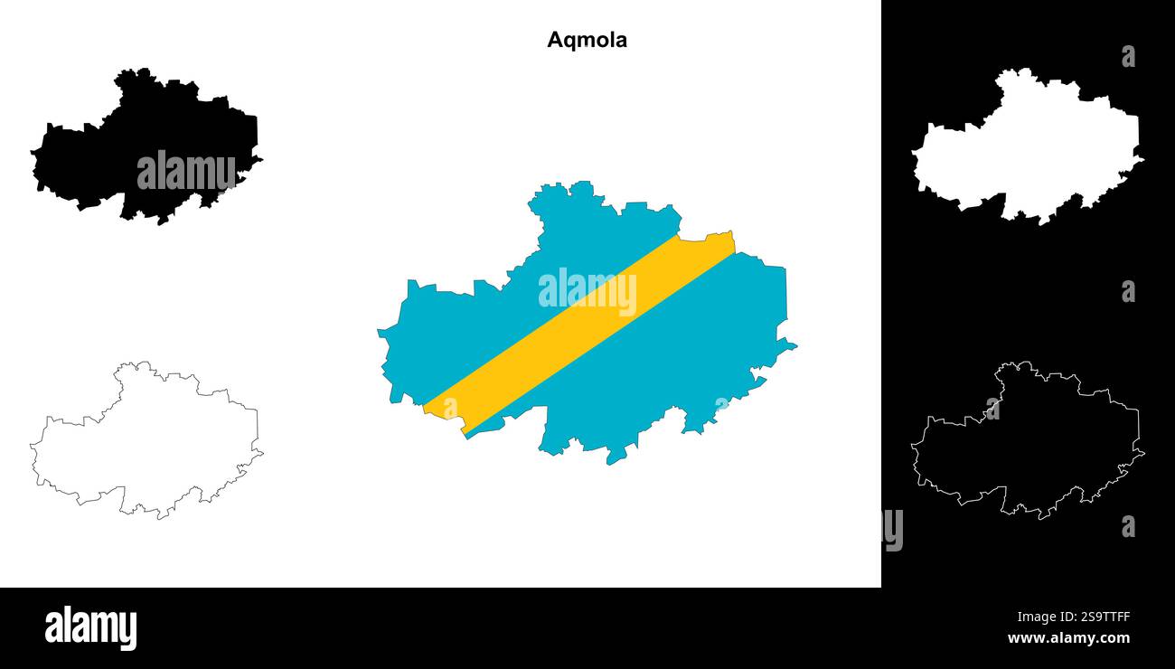 Aqmola region outline map set Stock Vector Image & Art - Alamy