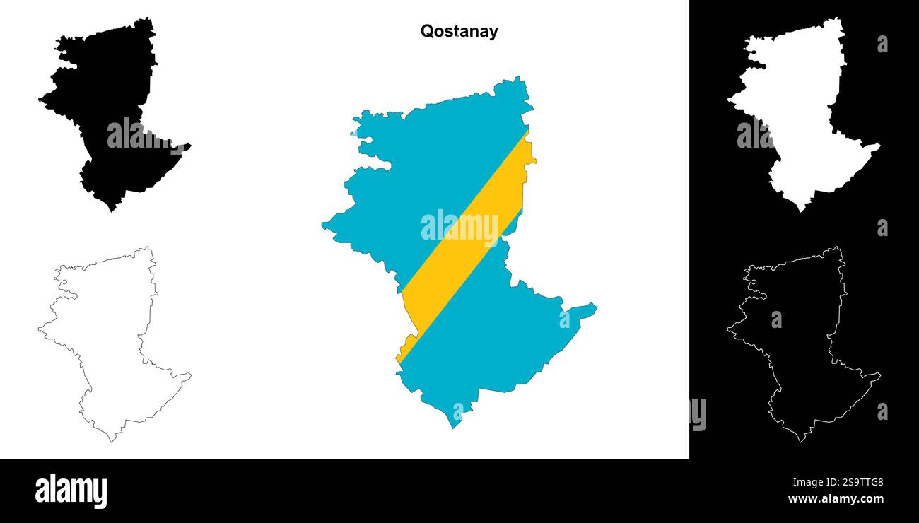 Qostanay outline map hi-res stock photography and images - Alamy