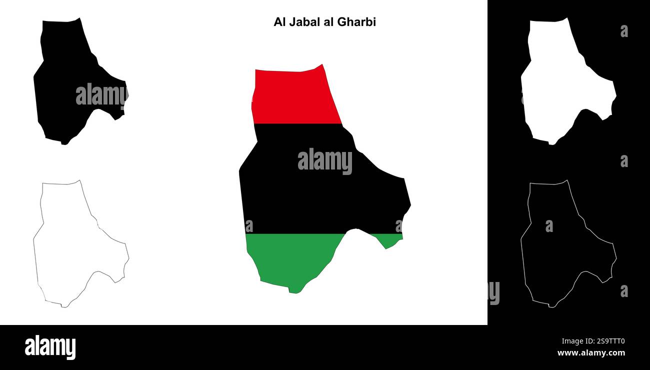 Al Jabal al Gharbi district outline map set Stock Vector Image & Art ...