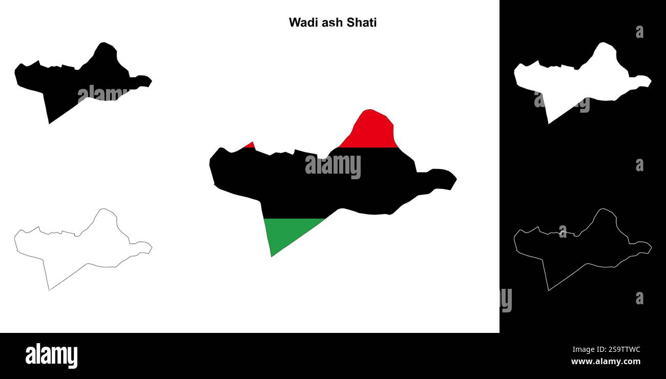 Wadi ash Shati district outline map set Stock Vector Image & Art - Alamy