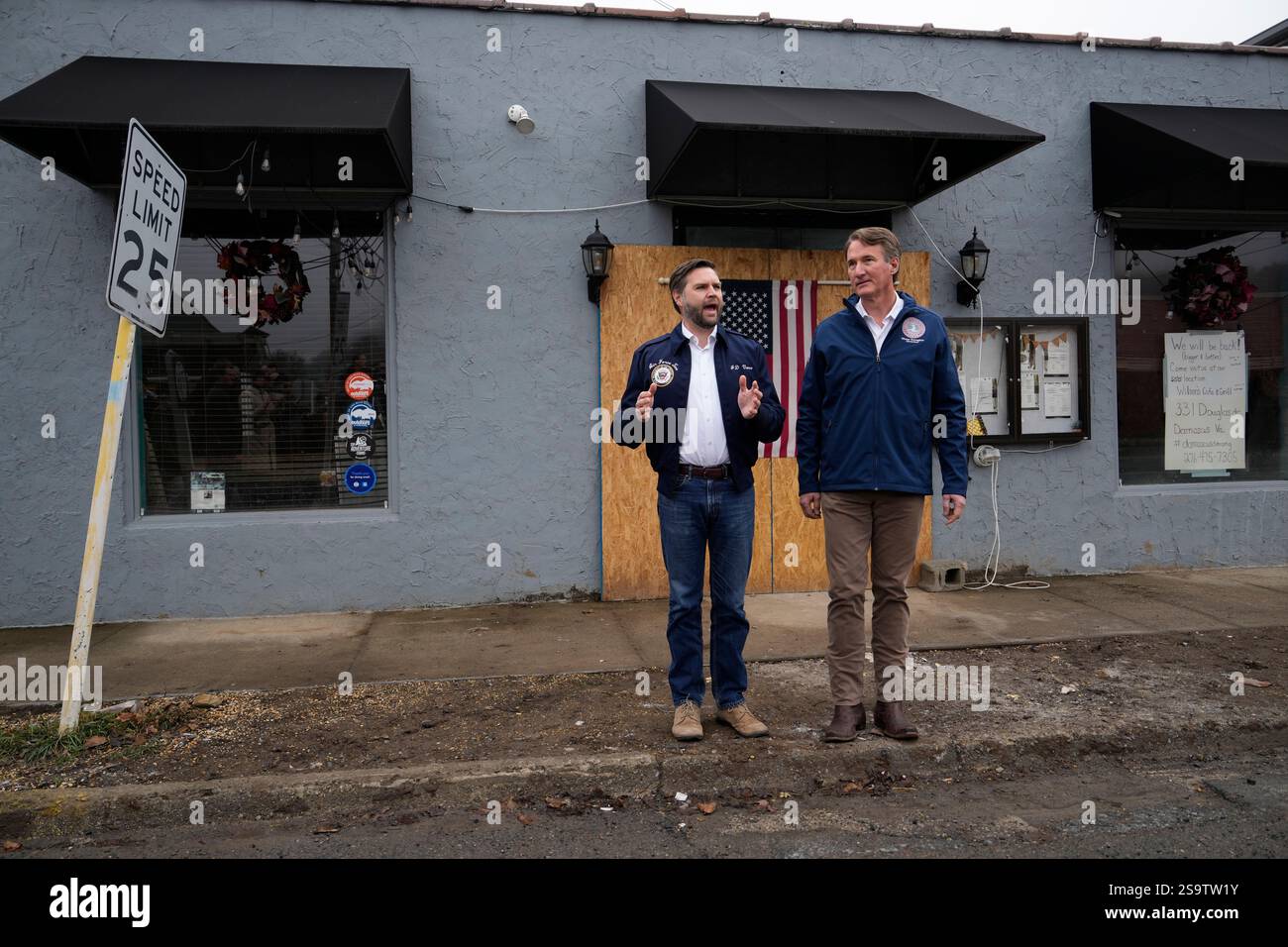 Vice President JD Vance with Gov. Glenn Youngkin, R-Va., right, speaks ...