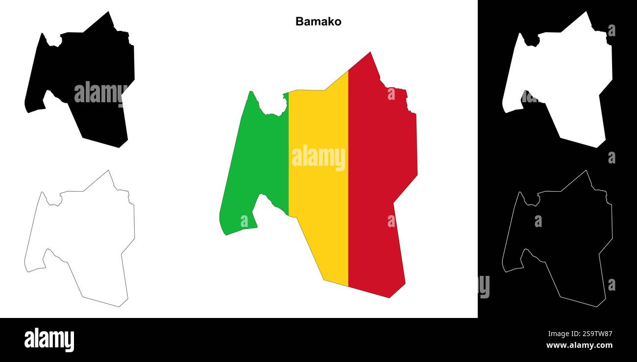 Bamako region outline map set Stock Vector Image & Art - Alamy