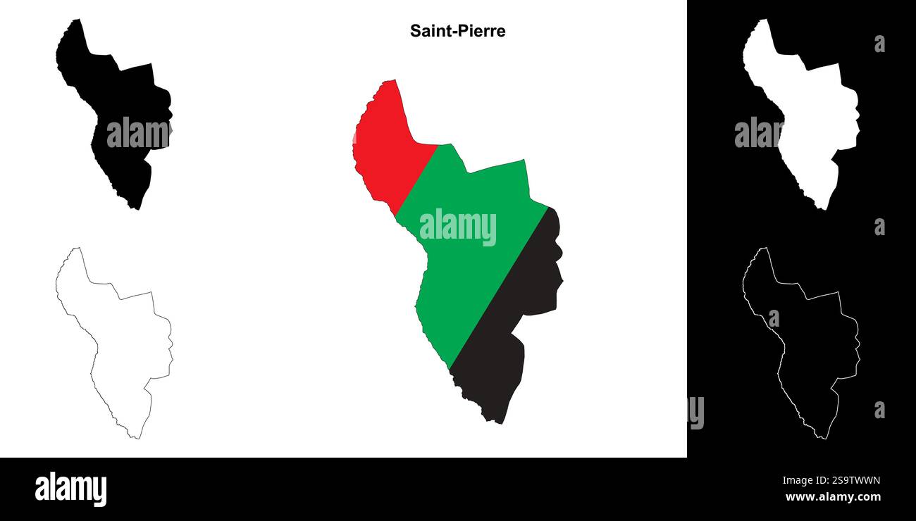 Saint-Pierre arrondissement outline map set Stock Vector Image & Art ...