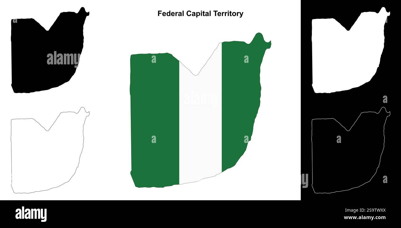 Federal Capital Territory state outline map set Stock Vector Image ...