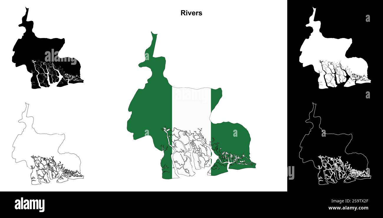 Rivers state outline map set Stock Vector Image & Art - Alamy