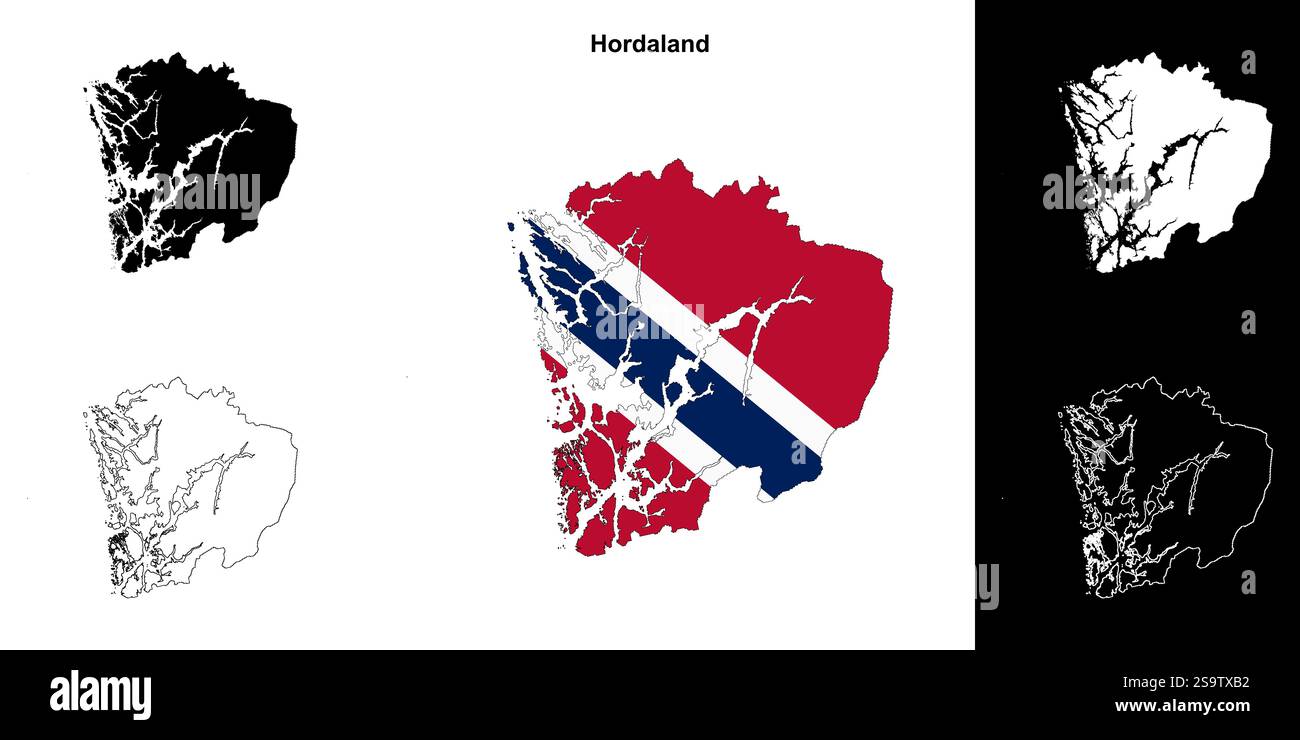 Hordaland county outline map set Stock Vector Image & Art - Alamy