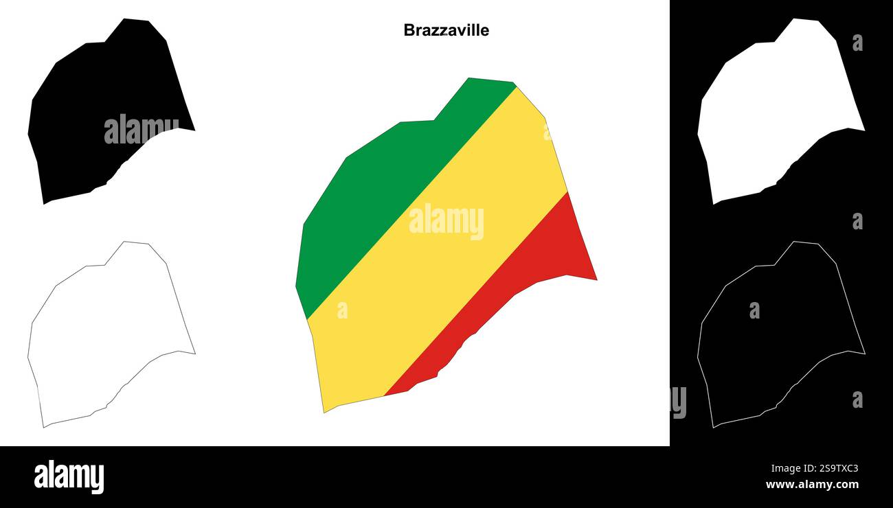 Brazzaville department outline map set Stock Vector Image & Art - Alamy