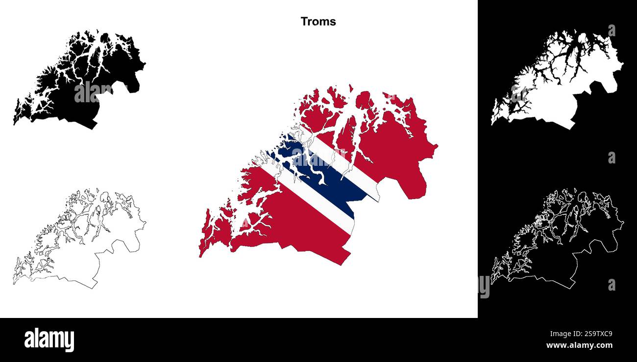Troms county outline map set Stock Vector Image & Art - Alamy