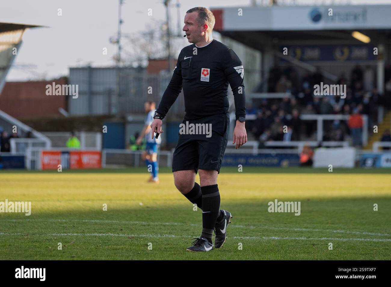 Match referee Steven Copeland is seen during the Vanarama National ...