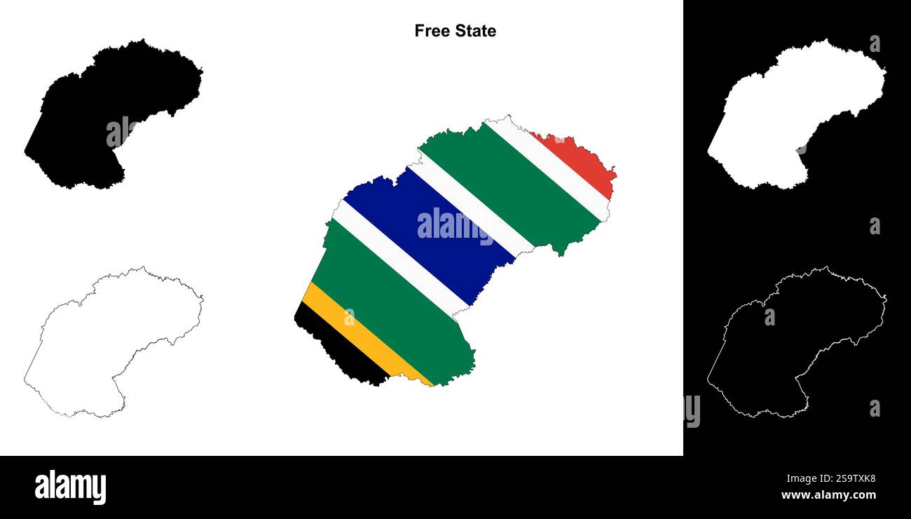 Free State province outline map set Stock Vector Image & Art - Alamy