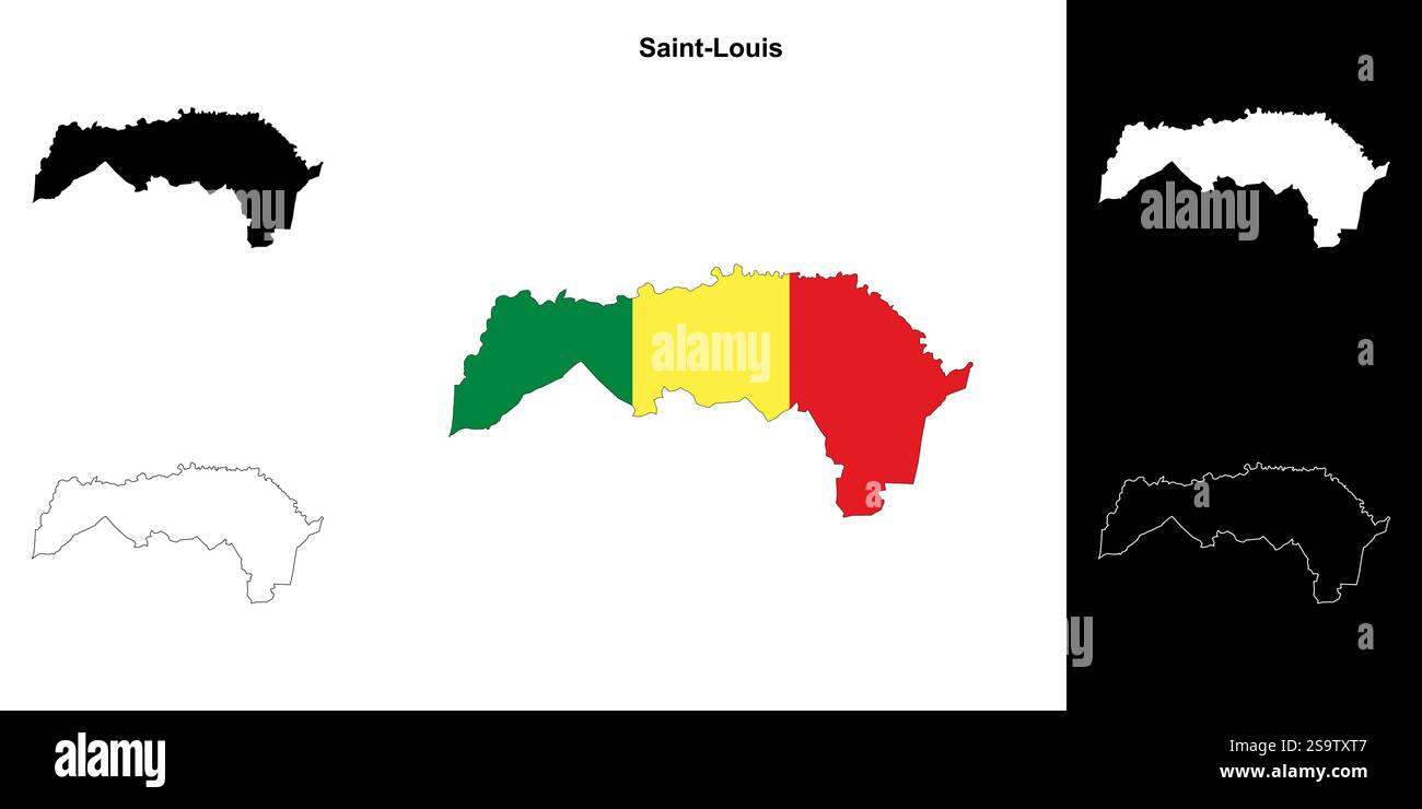 Saint-Louis region outline map set Stock Vector Image & Art - Alamy