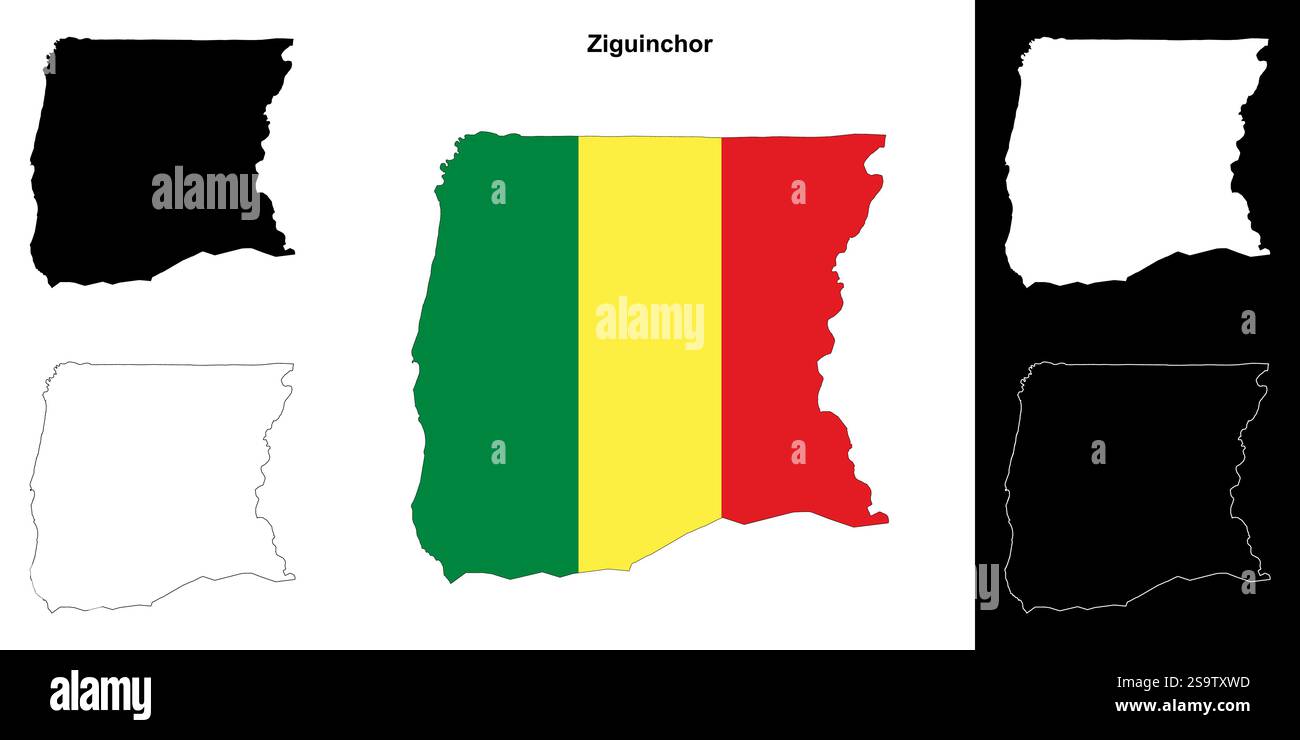 Ziguinchor region outline map set Stock Vector Image & Art - Alamy