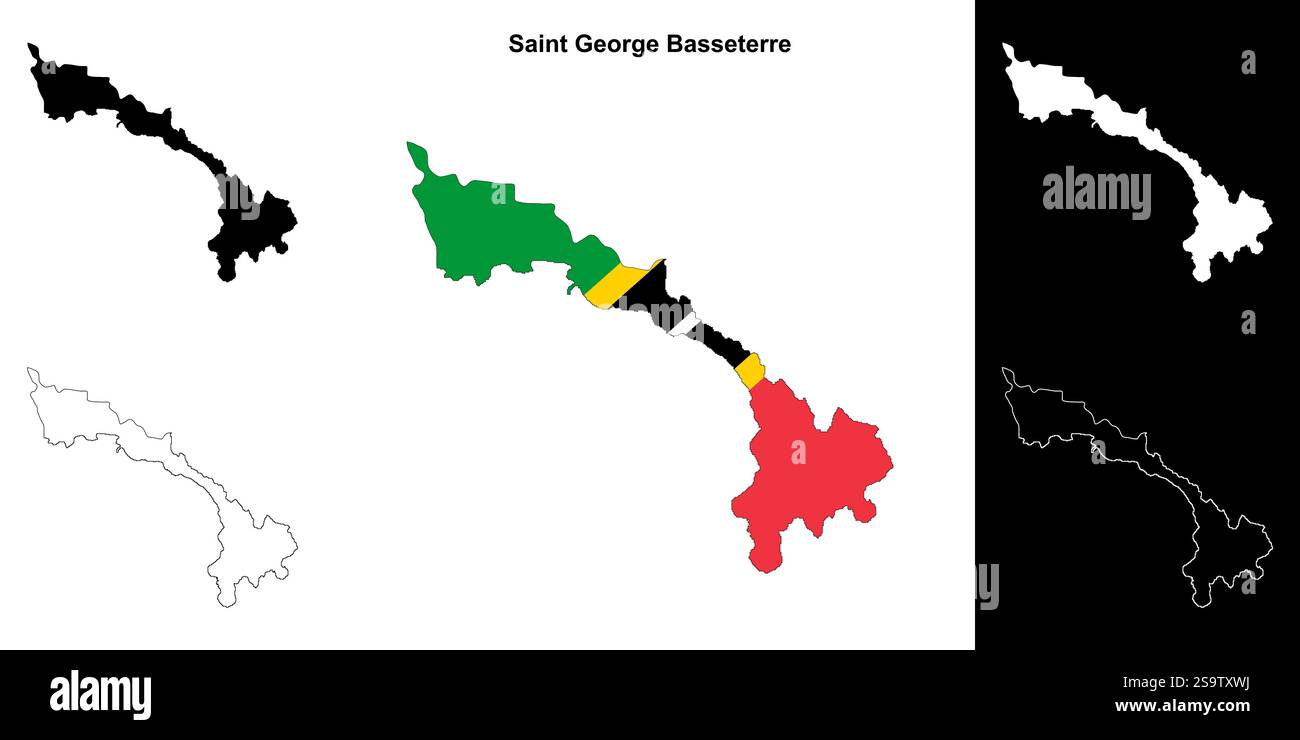 Saint George Basseterre parish outline map set Stock Vector Image & Art ...