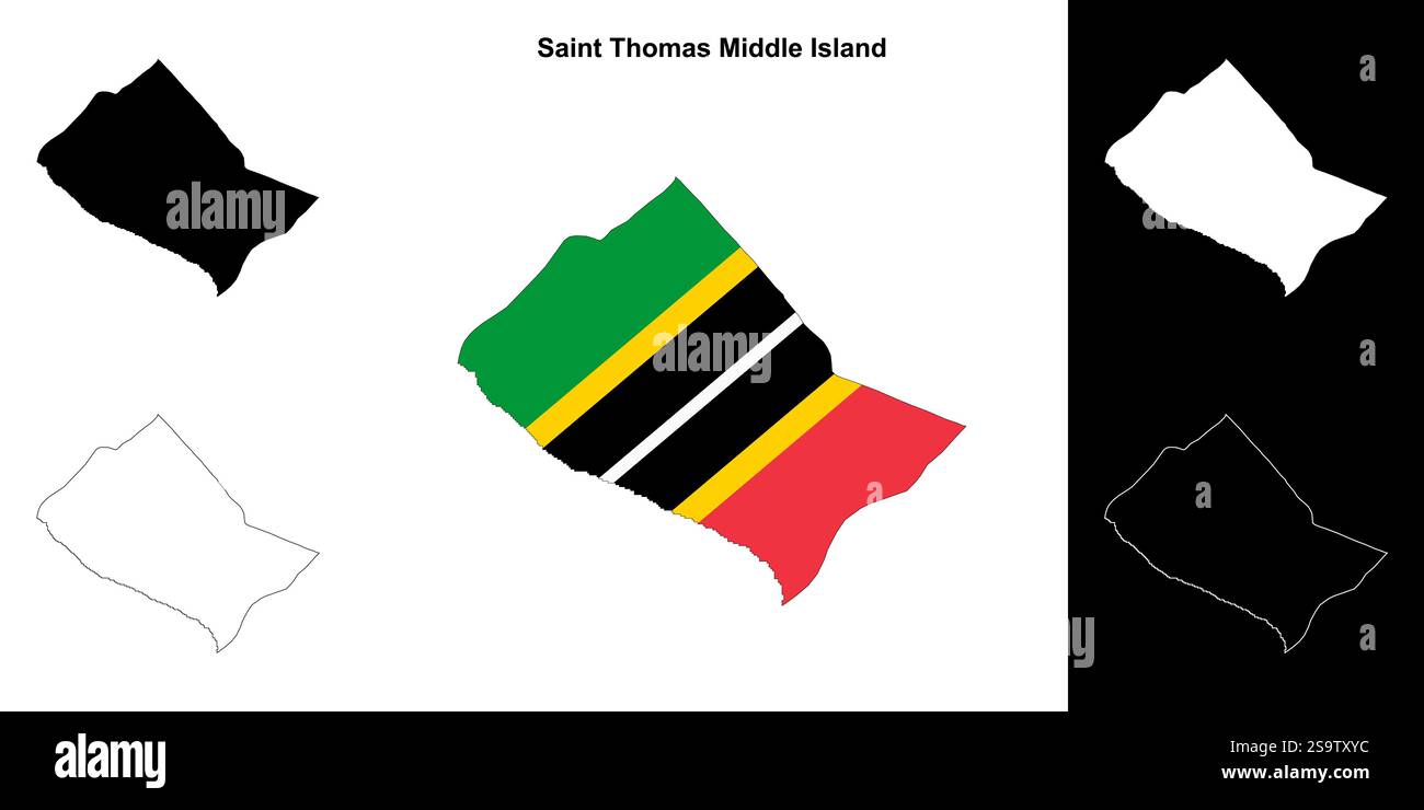 Saint Thomas Middle Island parish outline map set Stock Vector Image ...
