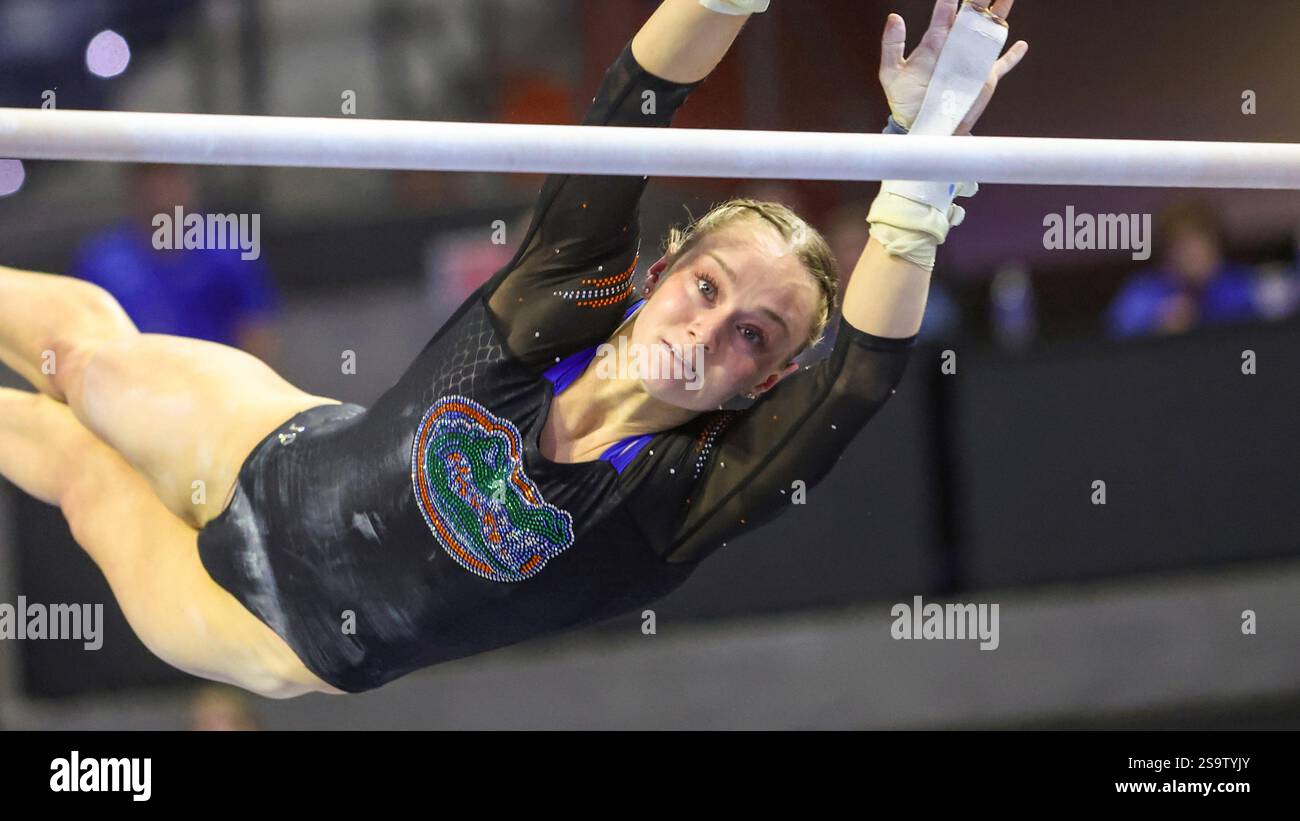 Florida's Riley McCusker competes on the uneven bars during an NCAA ...
