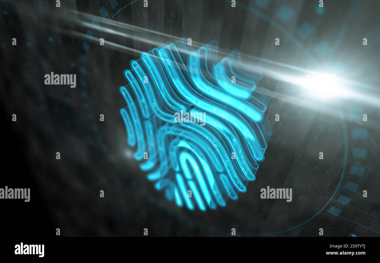 Fingerprint biometric identification access security symbol digital ...