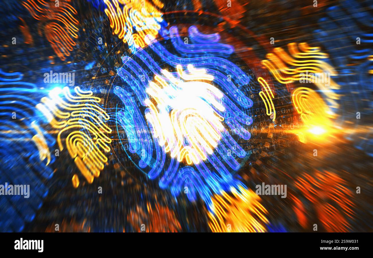 Fingerprint biometric identification access security symbol digital ...