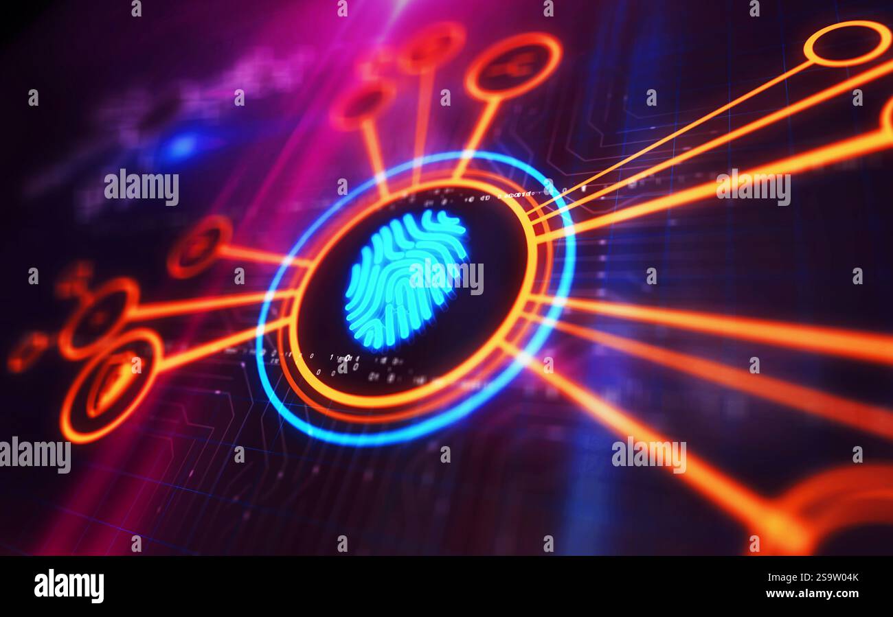 Fingerprint biometric identification access security symbol digital ...