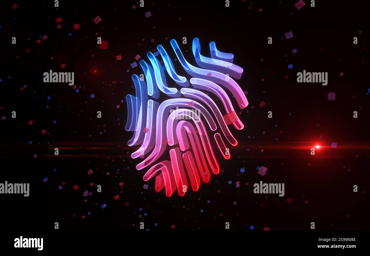 Fingerprint biometric identification access security symbol digital ...