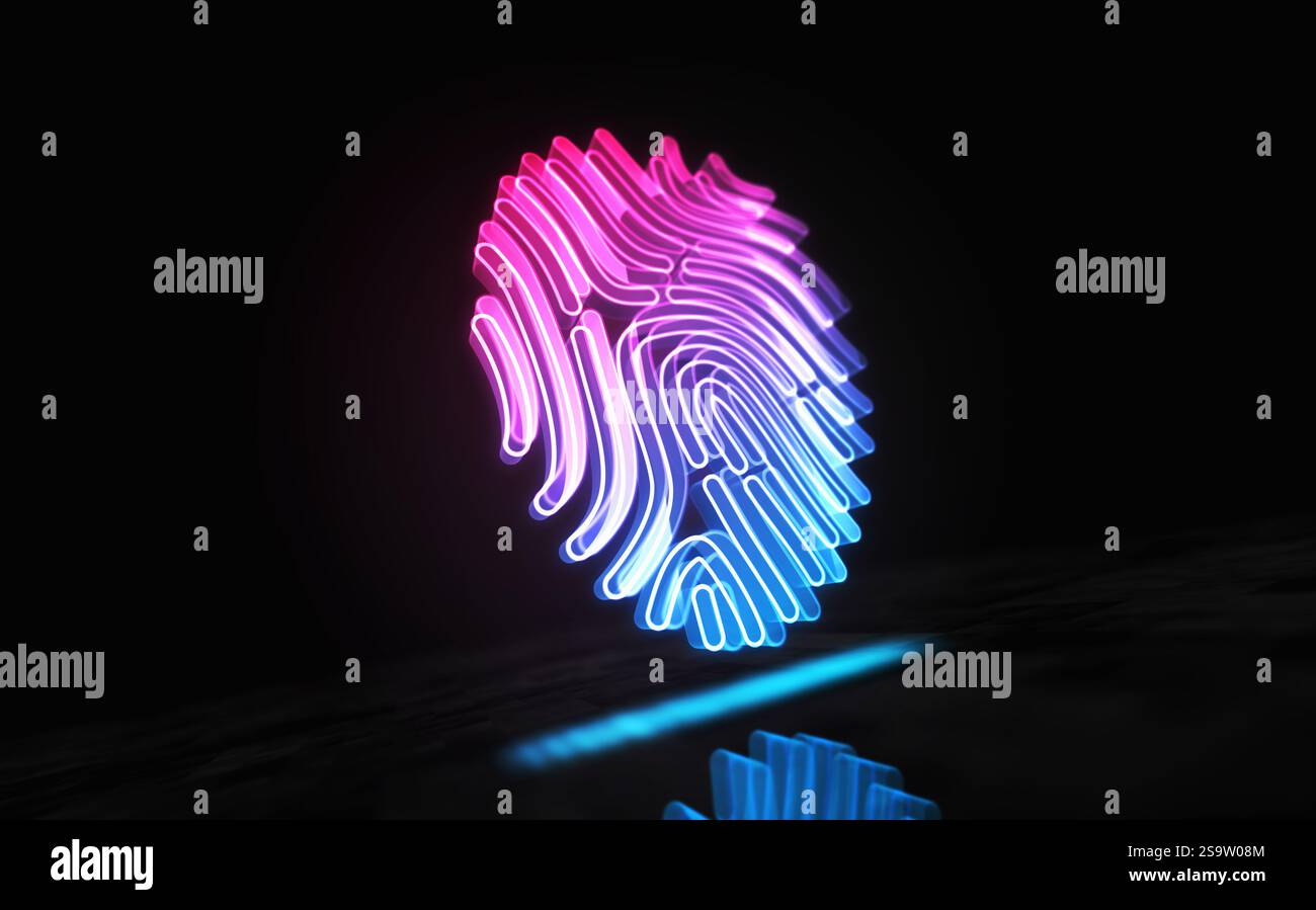 Fingerprint biometric identification access security symbol digital ...