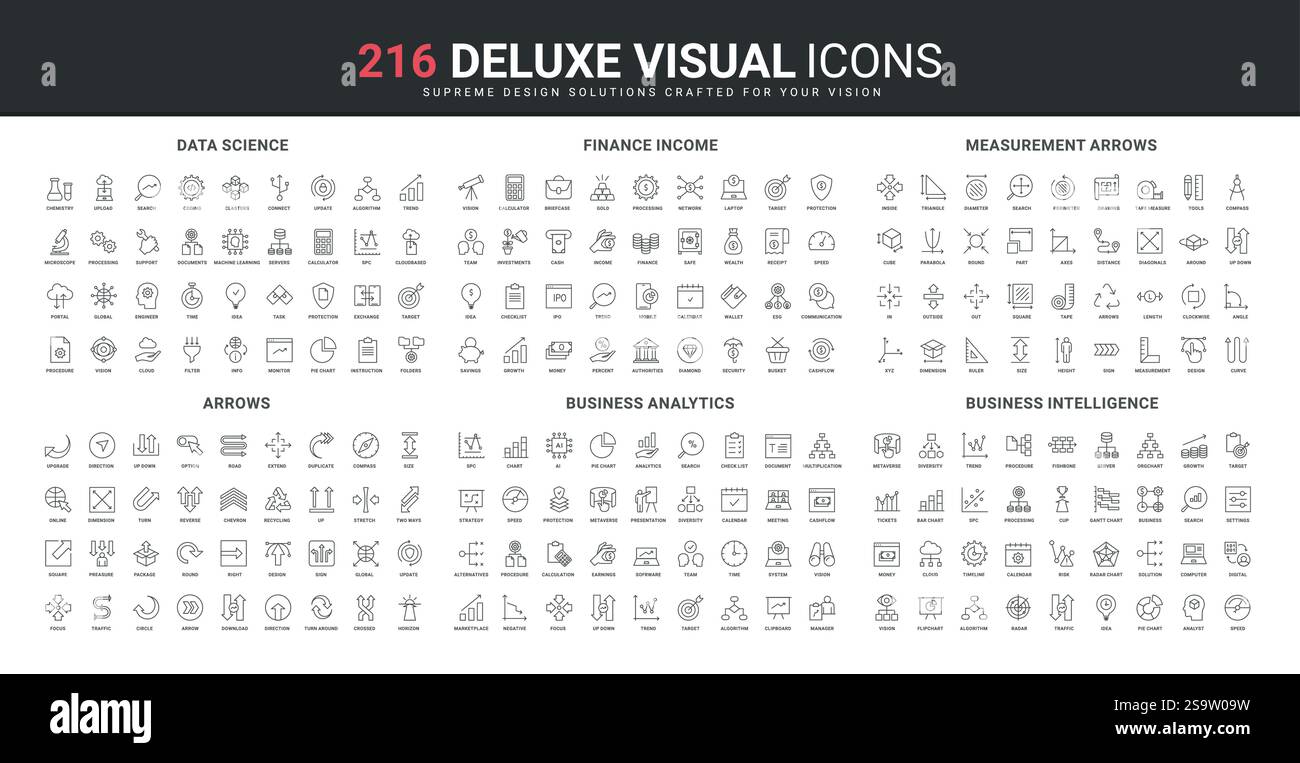 Dimension arrows for size measurement, direction, business intelligence ...