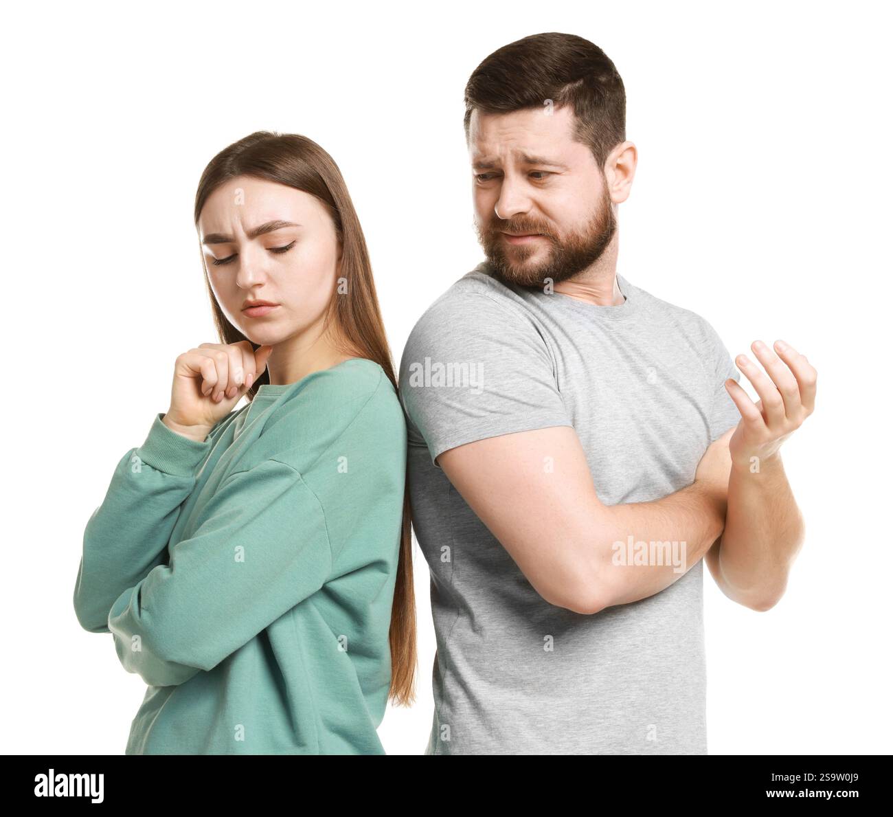 Resentful couple on white background. Relationship problem Stock Photo ...