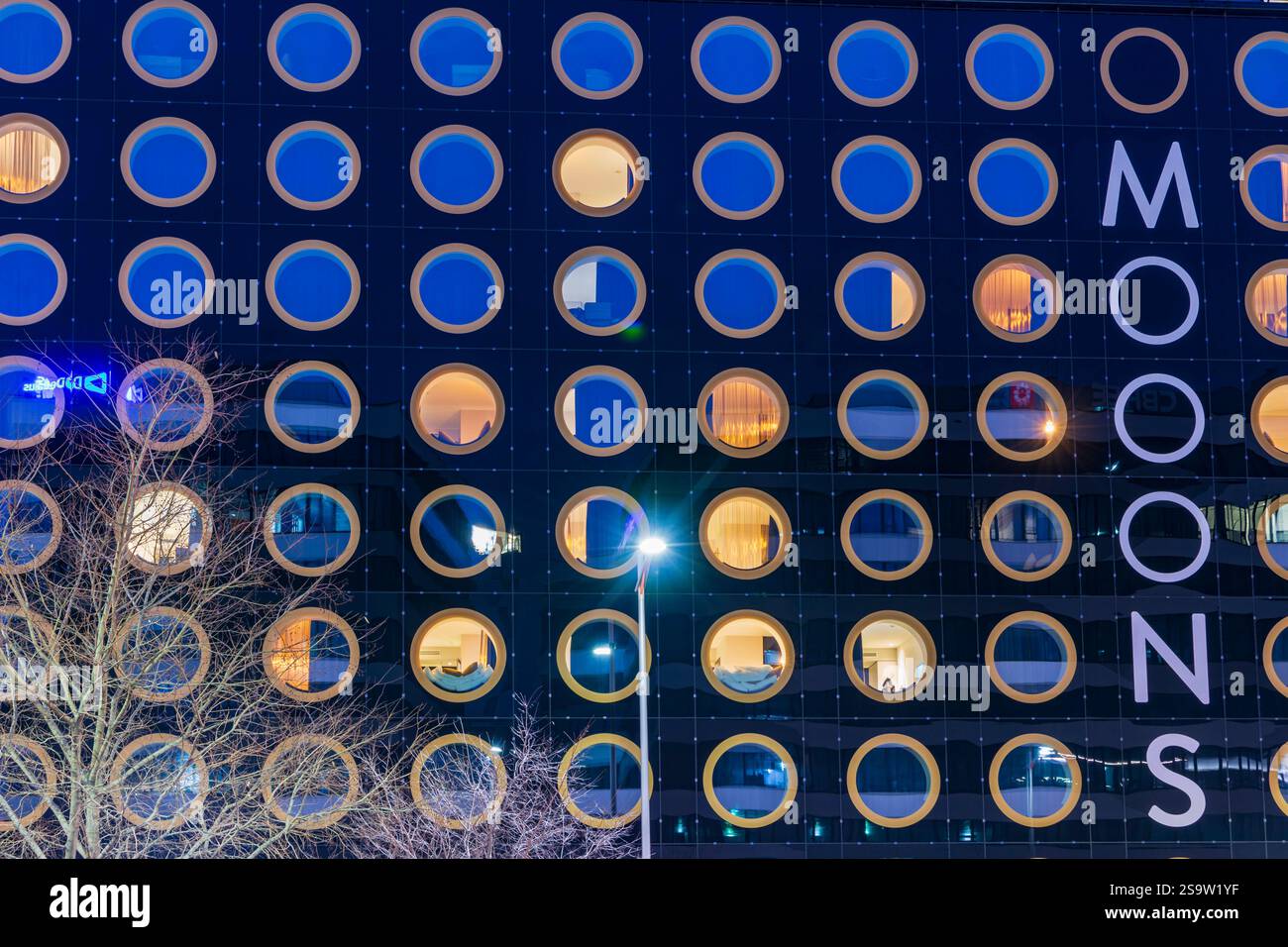 hotel Moons, circular windows Vienna 04. Wieden Wien Austria Stock ...