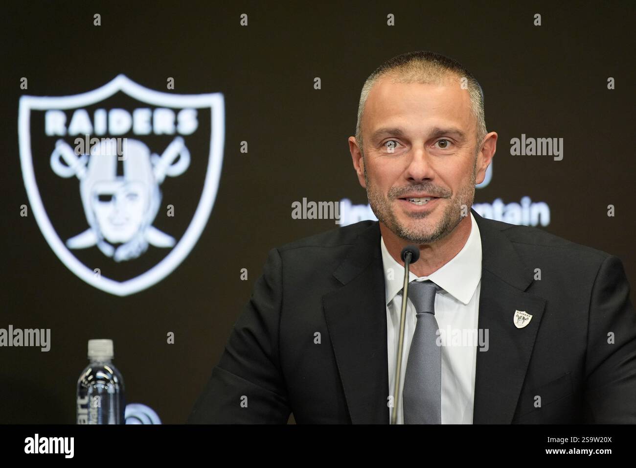 Las Vegas Raiders general manager John Spytek speaks at a news ...