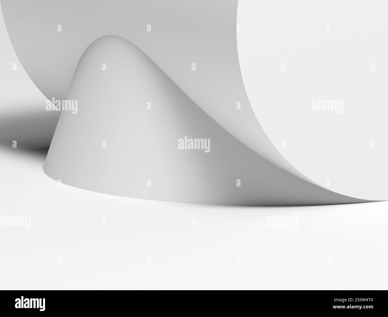 Abstract minimal installation, background with smooth white shapes and soft shadows, 3d ...