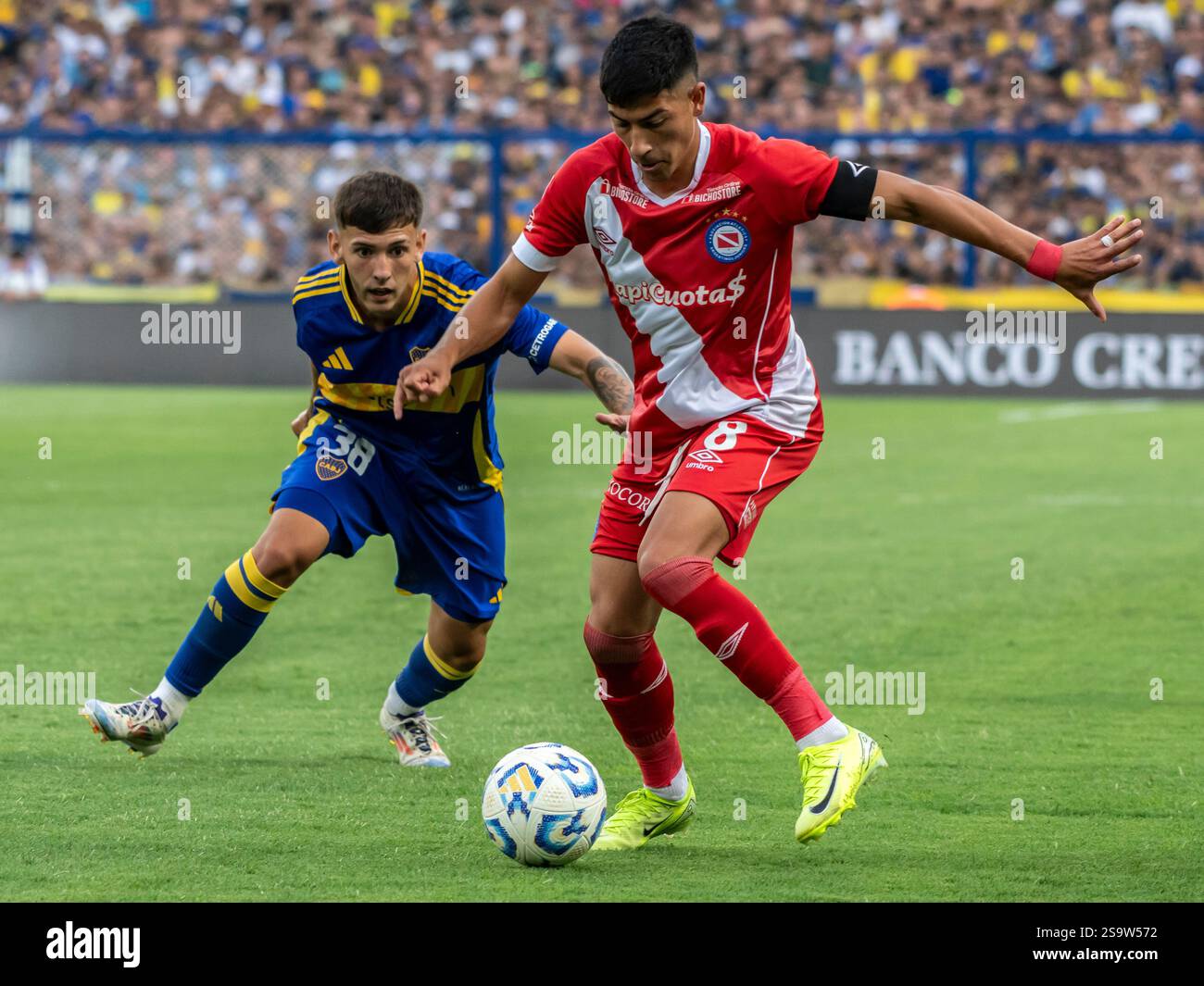 Camilo Rey Domenech fights for the ball in the match Boca Juniors vs ...