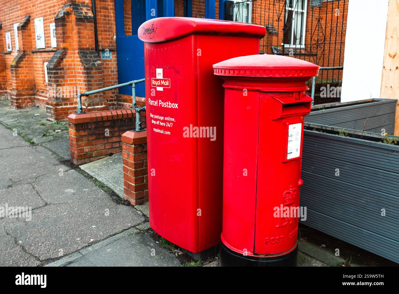 Frost-covered traditional Red Postal Boxes Stock Photo - Alamy