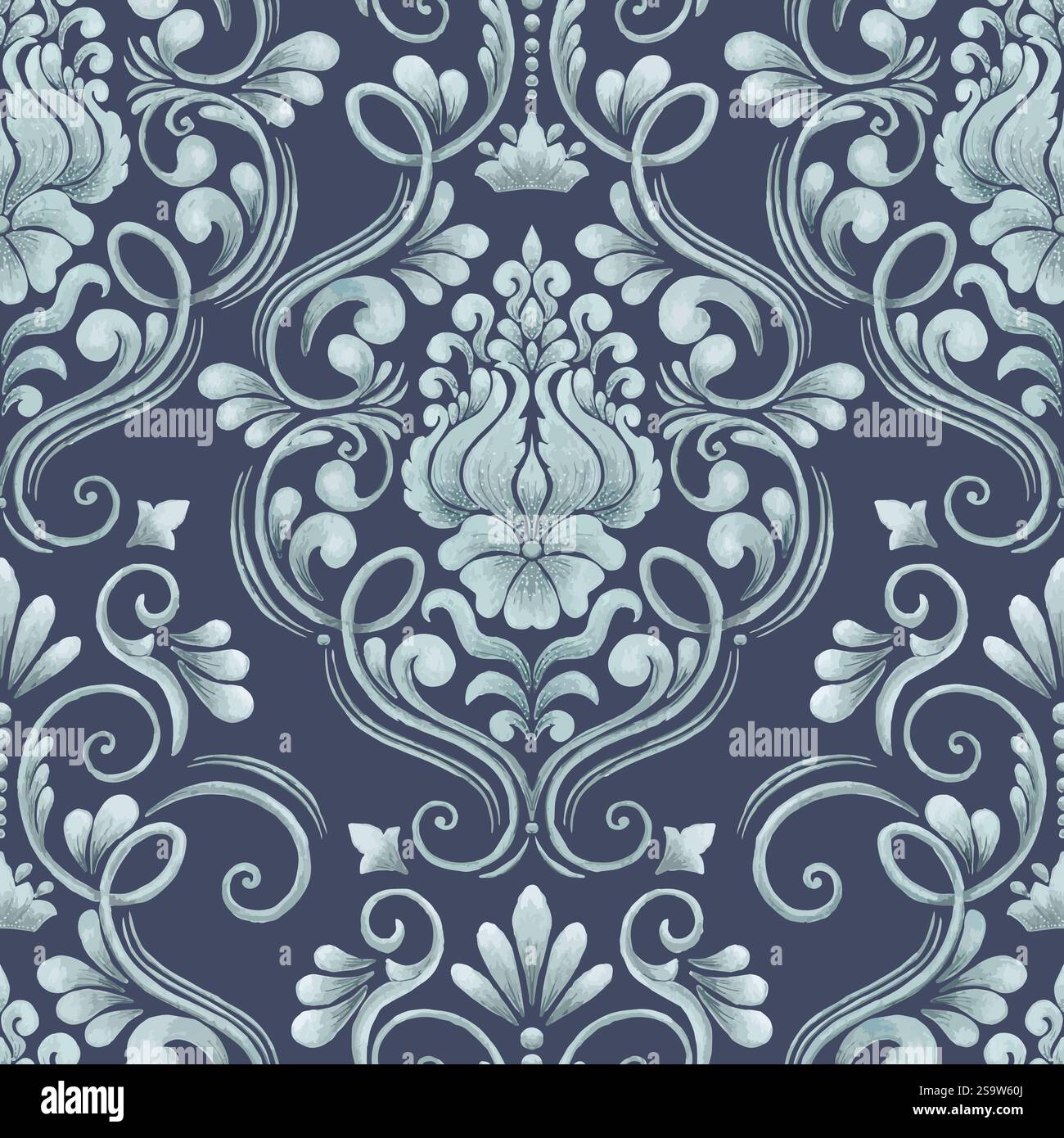 Damask seamless pattern element. Vector classical luxury old fashioned ...