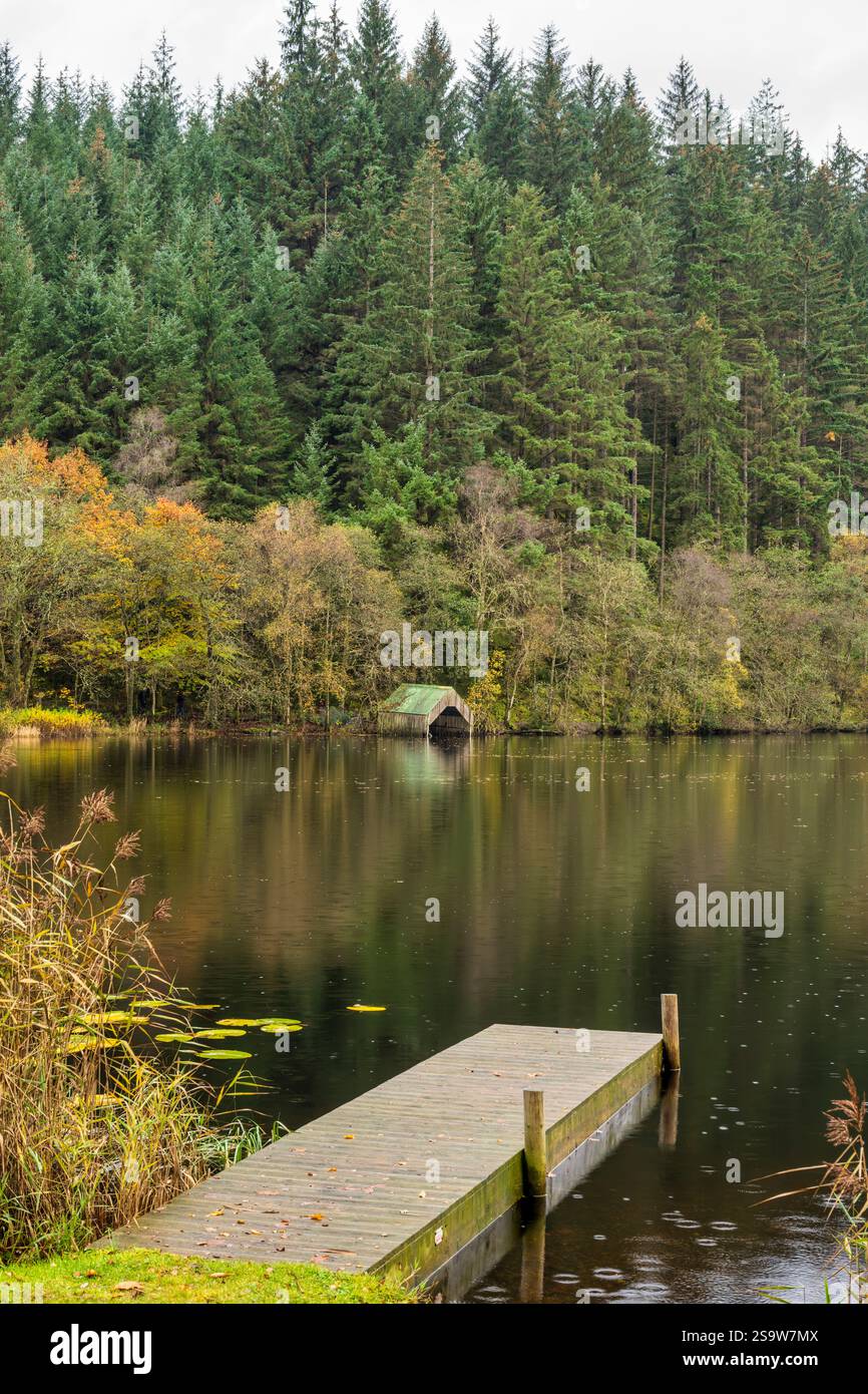 Boat landing on Loch Ard, with boathouse next to Loch Ard Forest ...