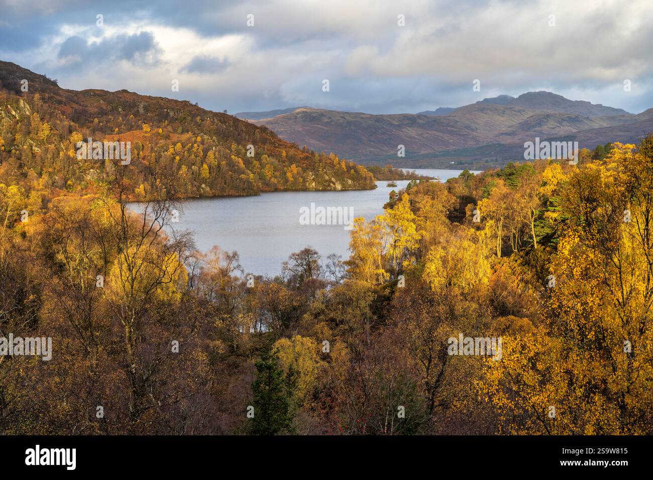 Autumn colours on Loch Katrine from Roderick Dhu watch tower, a new ...