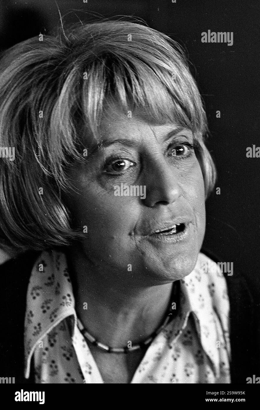 Uruguayan writer and journalist María Esther Gilio during an interview ...