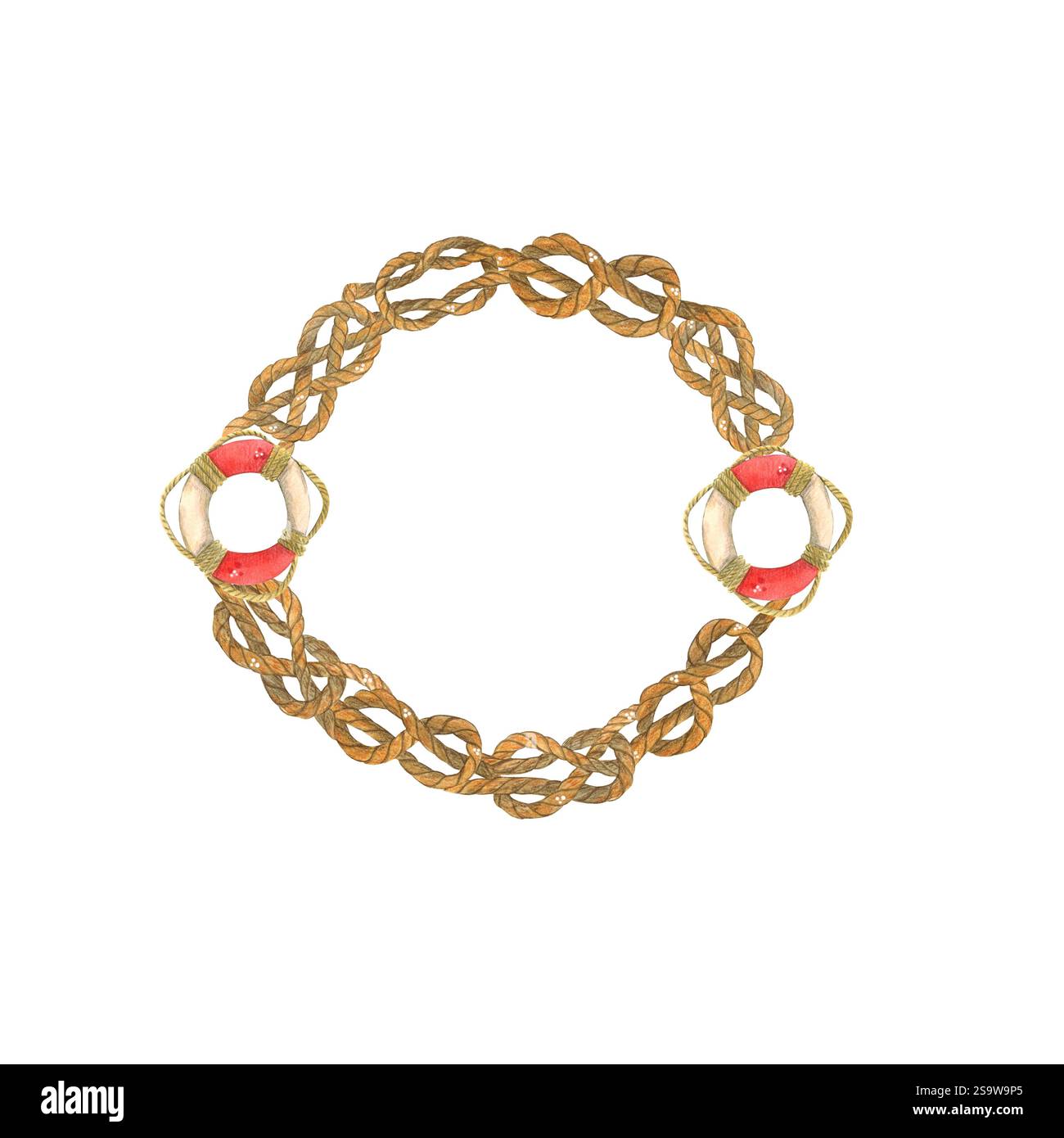 Watercolor illustration, hand drawn. Nautical, sea, starfish, frame ...