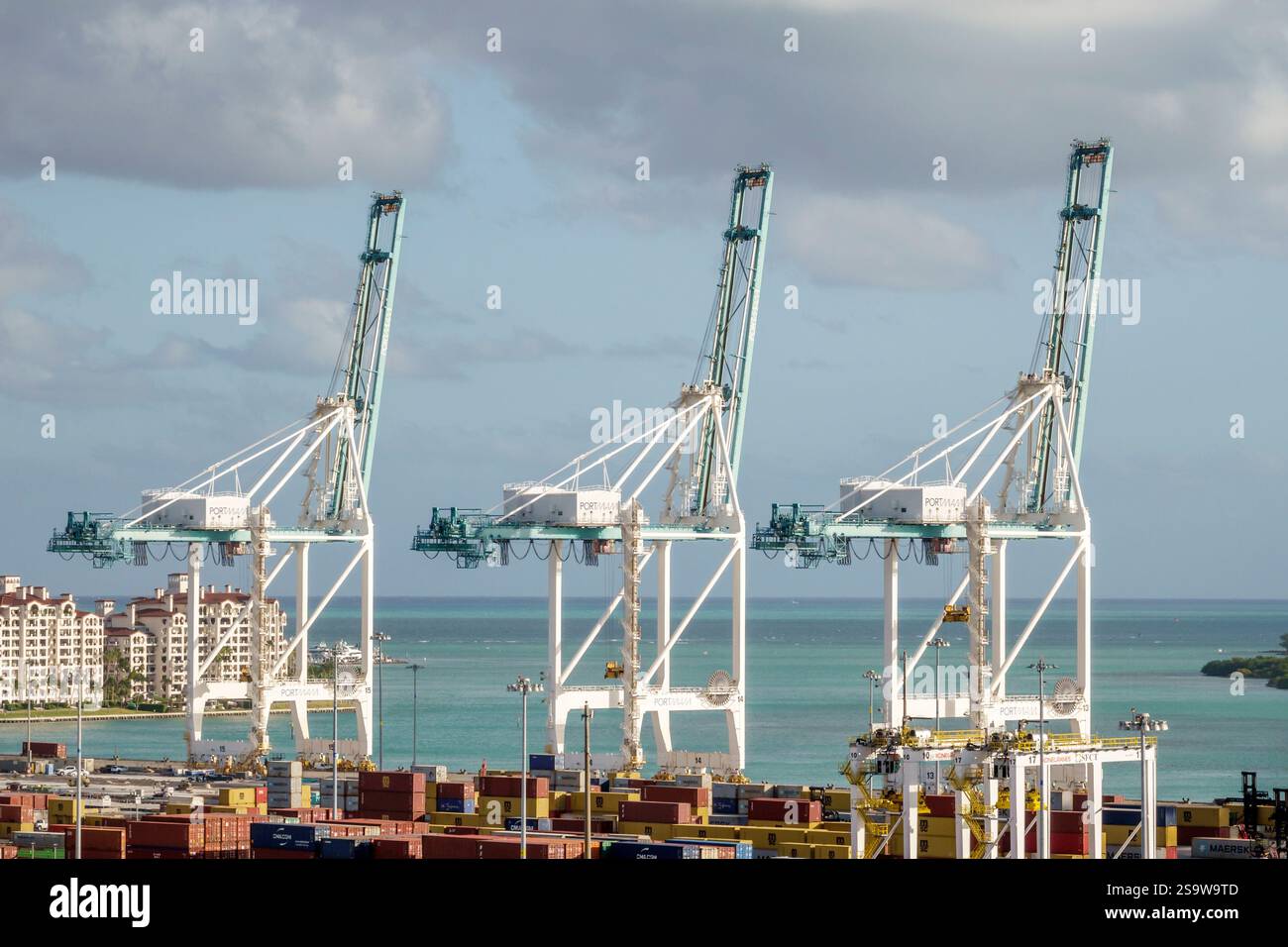 Miami Florida,Dodge Island,Port of Miami,Biscayne Bay,Atlantic Ocean ...